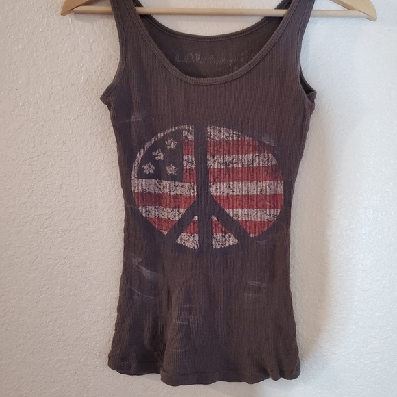 L.O.L. Vintage | Tops | American Flag Peace Sign Tank Top | Poshmark